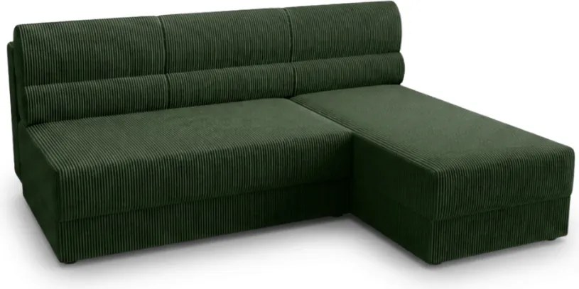 Rozkládací oboustranná sedací souprava do L TAVERO SLIM 201x140 cm, tmavě zelená