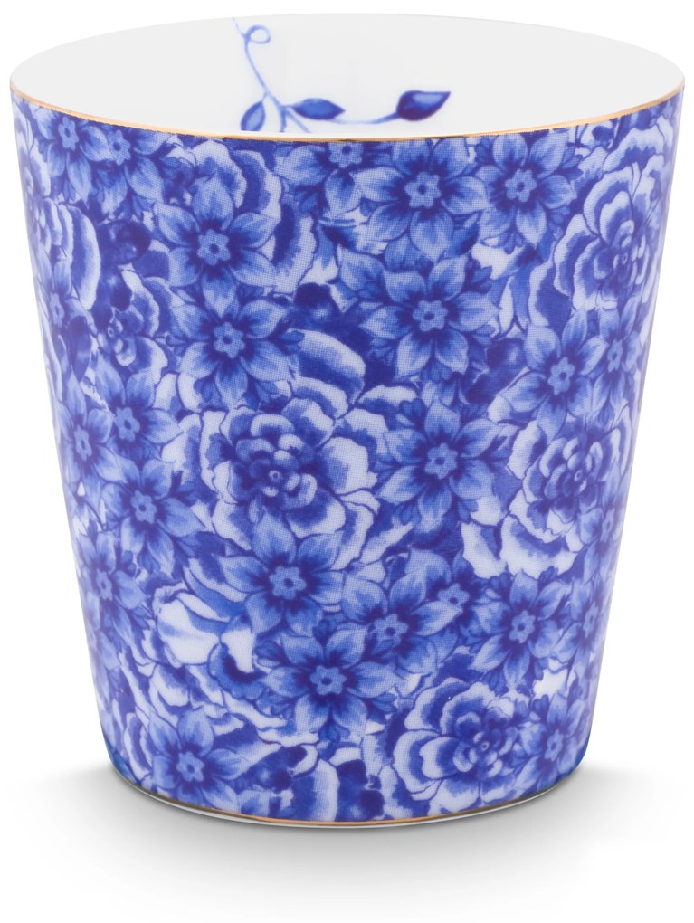 Pip Studio Royal Flower hrnek bez ucha s odkládacím táckem 230ml, modrý (hrnek bez ucha z tenkostěnného porcelánu)