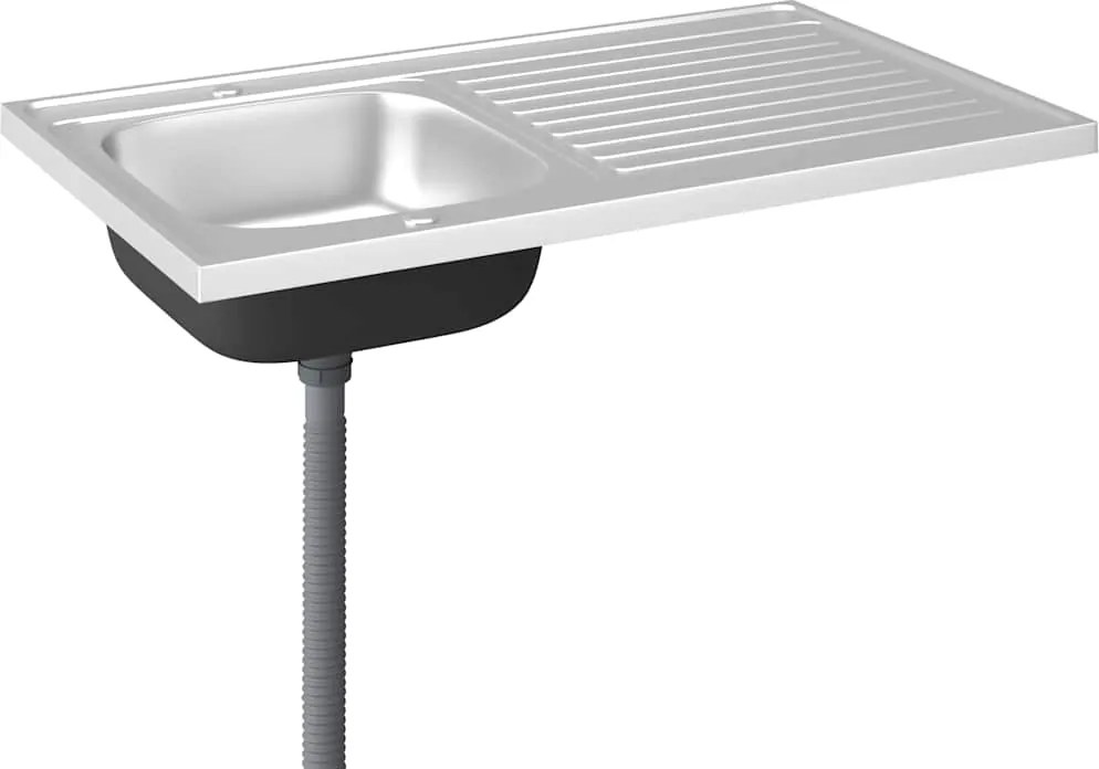 Kuchyňský dřez s odtokem stříbrný 1000x600x155 mm nerezová ocel 147237