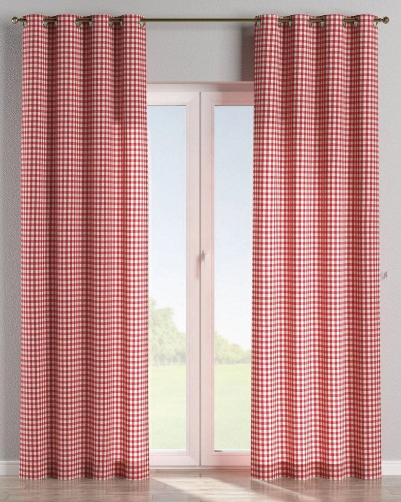 Závěs na kroužcích barva červená látka vzorované