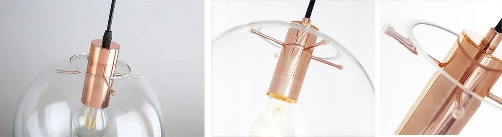Toolight - Závěsné skleněné stropní svítidlo Lassi 20 cm 1xE27, Růžové zlato, OSW-00130