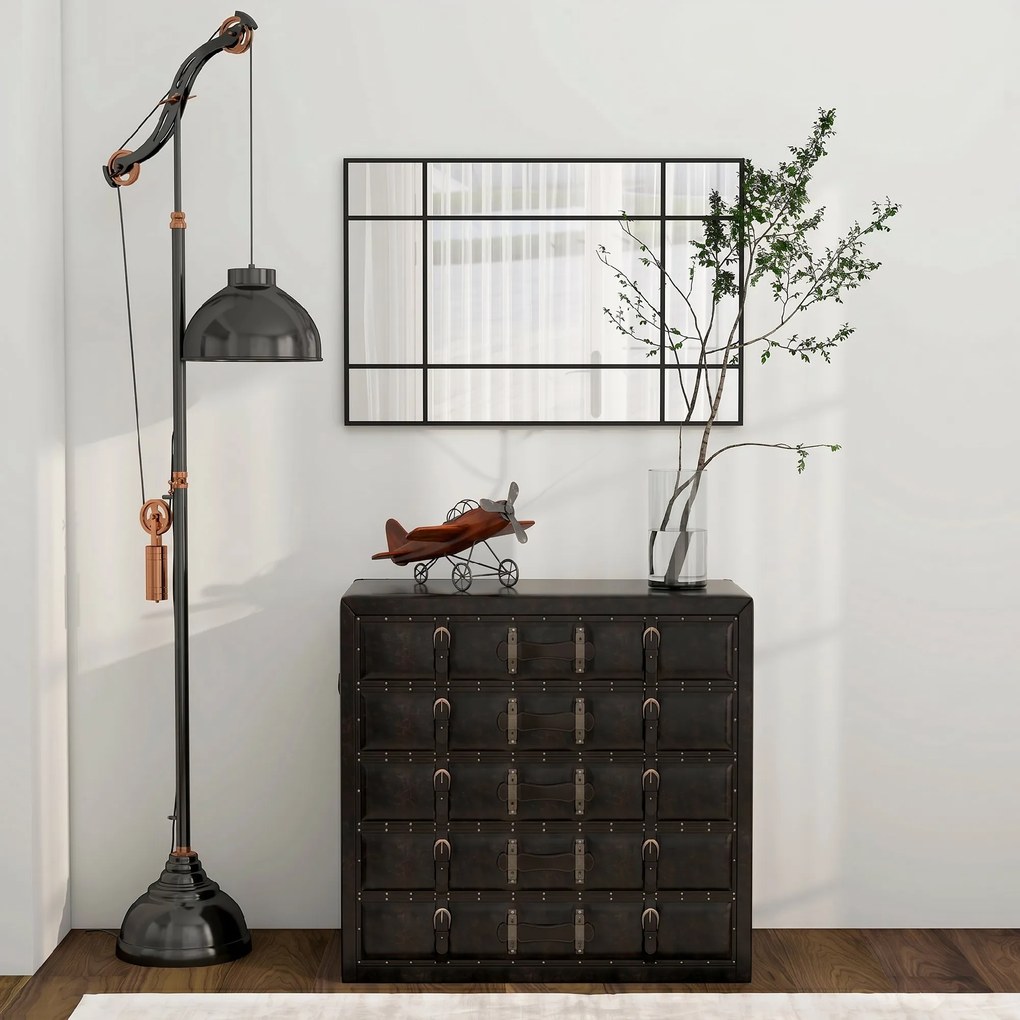 HOMCOM Obdélníkové nástěnné zrcadlo 90x60 cm s kovovým rámem - Dekorativní zrcadlo do obývacího pokoje, ložnice a předsíně