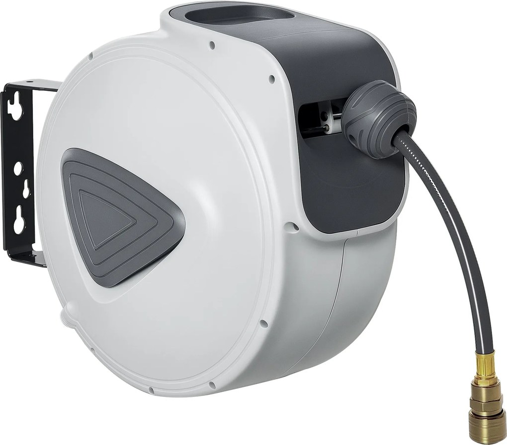 DURHAND Automatická navíjecí hadice 20m + 194cm s připojením Φ1/4'', montovatelná na zeď a otočná o 180°, šedá | Aosom