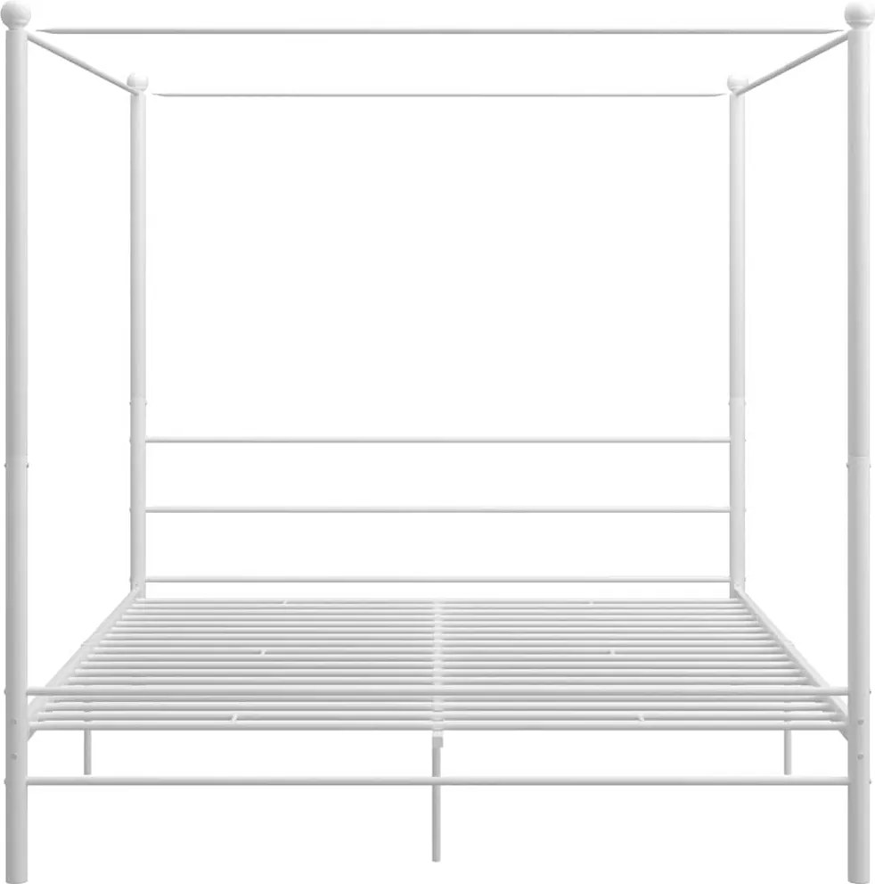 Rám postele s nebesy bílý kovový 200 x 200 cm 325070