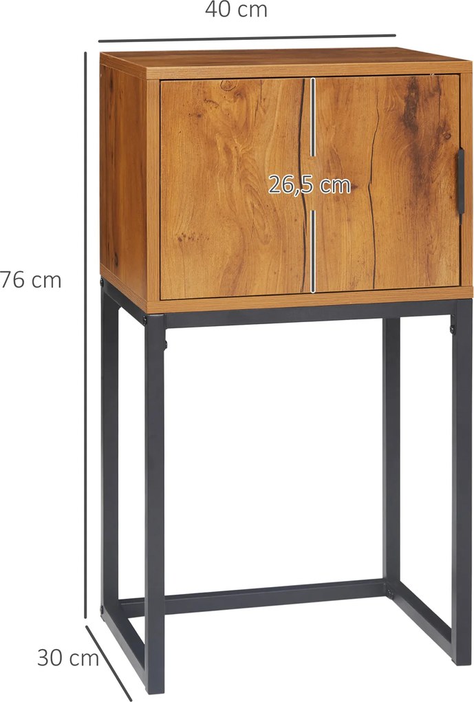 HOMCOM Konzolový stolek do předsíně se skříňkou v industriálním designu, odkládací stolek, ocel, přírodní, 40x30x76 cm| Aosom