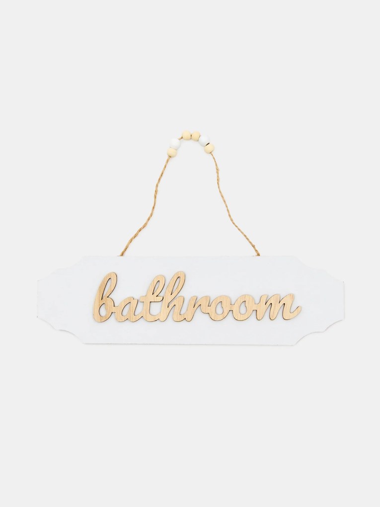 Sinsay - Závěsná dekorace na dveře s nápisem Bathroom - bílá