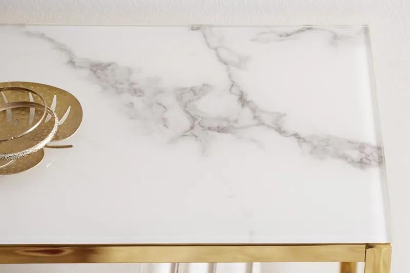 Bílý/zlatý konzolový stolek Elegance 80 cm