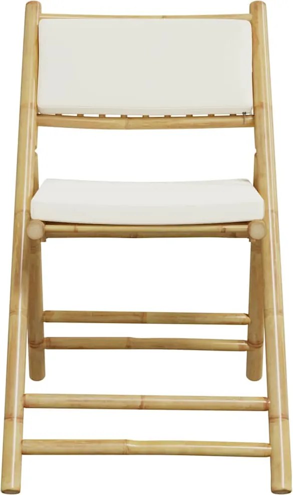 3dílný skládací bistro set s krémově bílými poduškami bambus 3208939