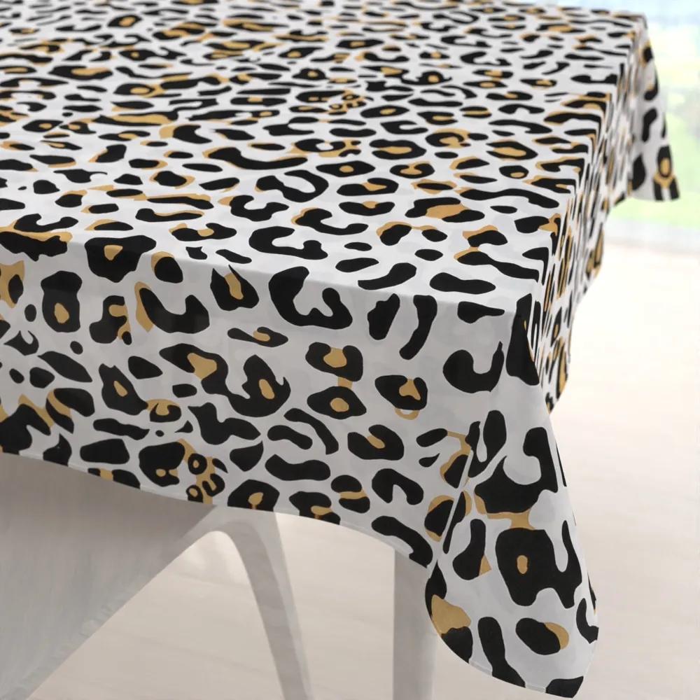 Biante Bavlněný čtvercový ubrus Sandra SA-409 Leopardí vzor na bílém 100x100 cm