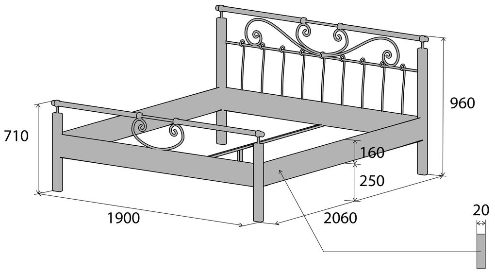 Nábytek ATIKA s.r.o. Kovová postel VERDE Povrchová úprava: stříbrná RAL 9006, Rozměr: 120 x 200 cm