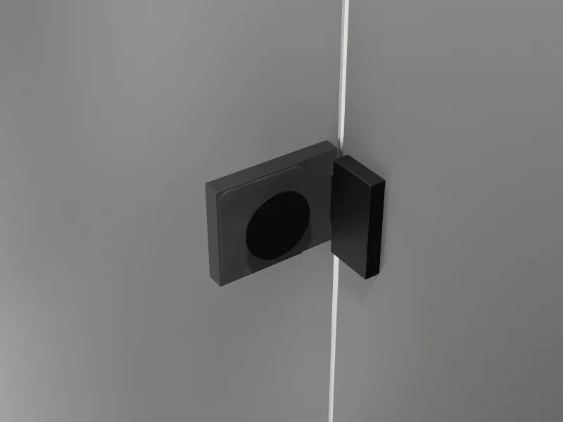 Mexen Lunar, pravostranný výklopný sprchový kout 75 x 80 cm, čiré sklo, černý profil, 834-075-080-70-00-P