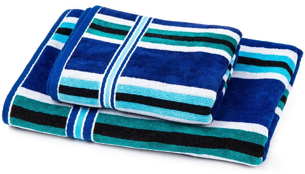 Jahu Sada Stripes Oceán 1 ručník a osuška, 70 x 140 cm, 50 x 90 cm