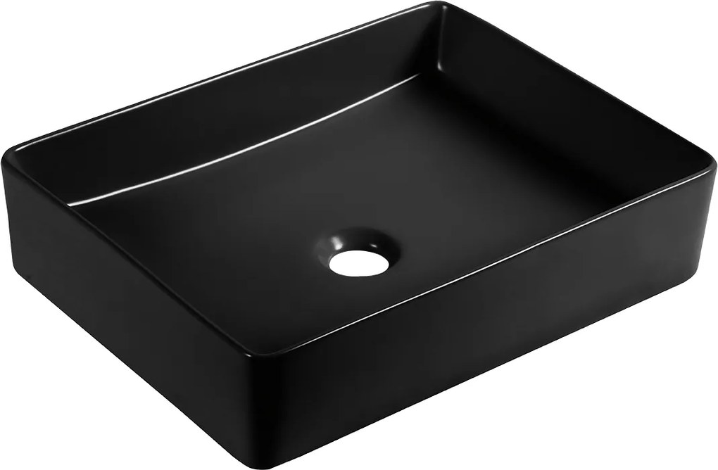 Laveo Kvadrato, keramické umyvadlo na desku 470x360x110mm, černá matná, LAV-VUK_B247