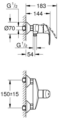 GROHE 33555002 - Sprchová baterie EUROSMART DN 15 lesklý chrom