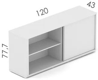 Skříň kancelářská EPIC, 4 police, posuvné dveře, šířka 120cm, výška 77,7cm