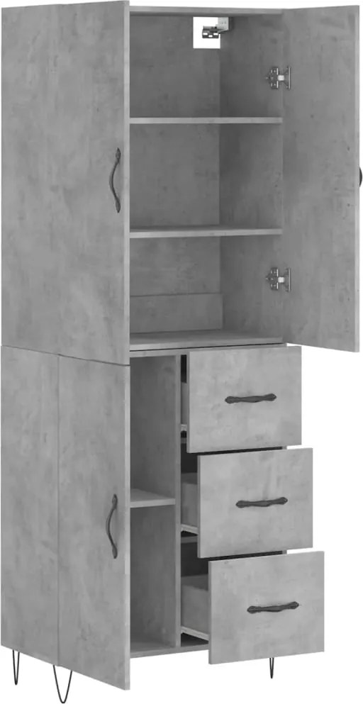 Skříň highboard betonově šedá 69,5x34x180 cm kompozitní dřevo 3198093