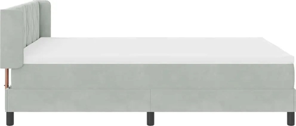 Postel s boxspringem s čelo Světle šedá 190 x 140 cm samet 3341516