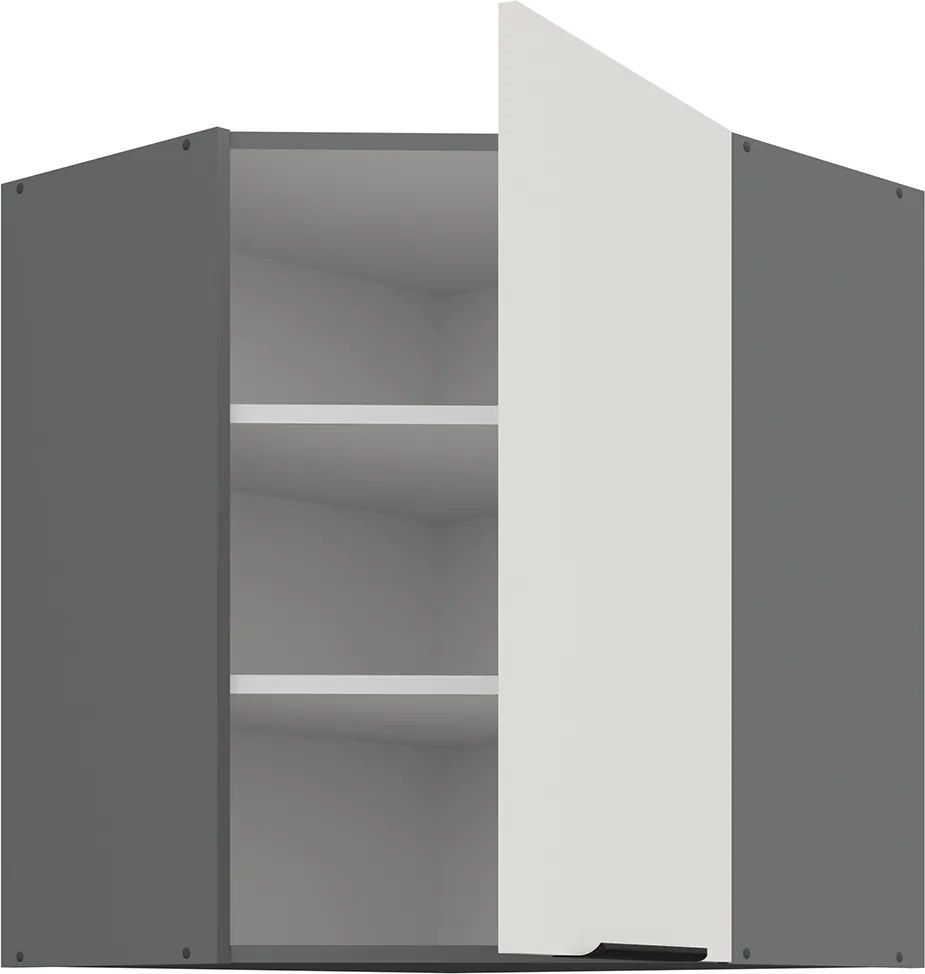 ARIA aw | horní kuchyňská skříňka 60x60 GN-72 1F (45°) rohová s policemi | 60x60 cm | antracit/bílá