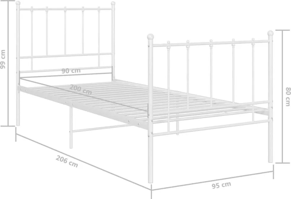 vidaXL Rám postele kov 90 x 200 cm [324947] Barva: Šedá