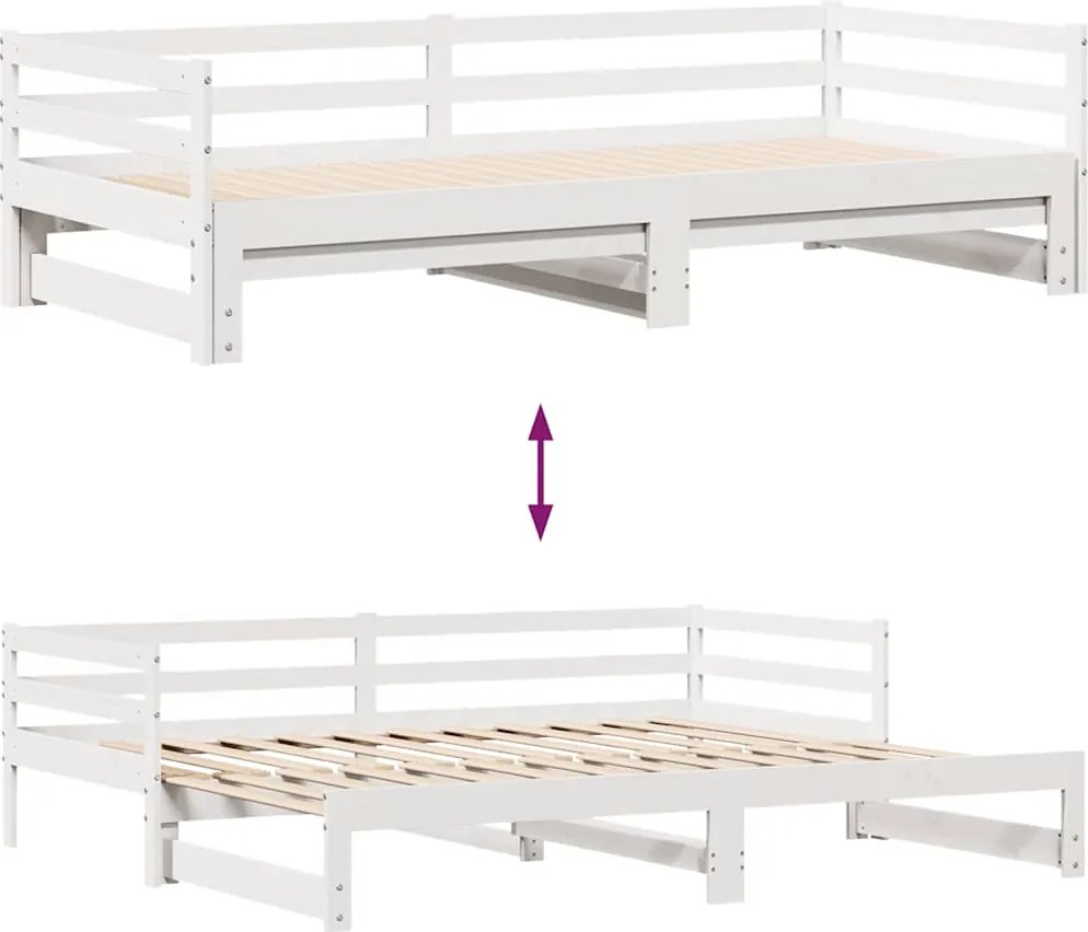 Válenda se zásuvkami bílá 90 x 200 cm masivní borovice 3302145