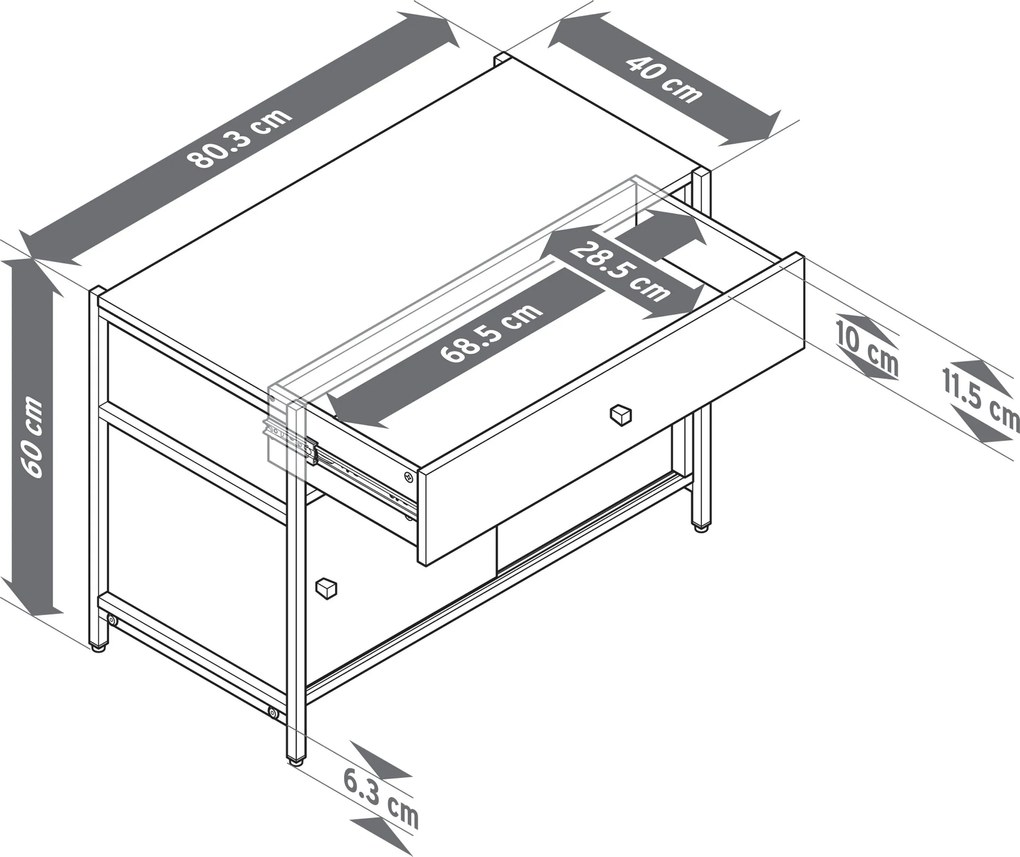 Tchibo - Komoda »Grade« se zásuvkou a posuvnými dvířky - barva: bílá