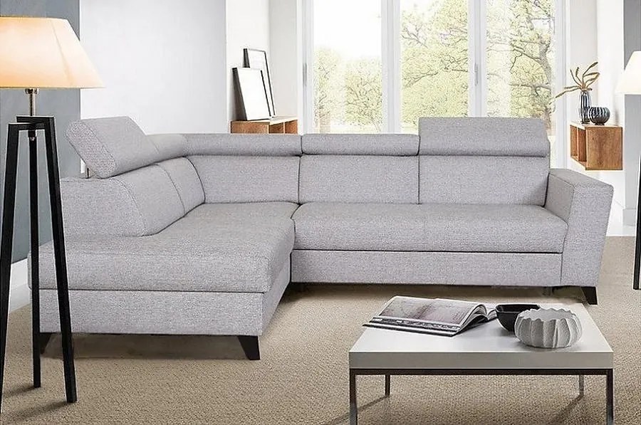 Casarredo - Komfort nábytek Rohová sedací souprava PRADIS rozkládací s úložným prostorem, levá, látky A1 | potah: lena 23,barva: N12 bílá