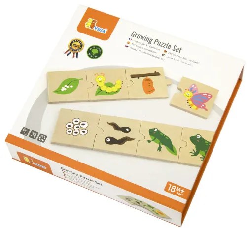 Dřevěné edukativní puzzle Viga 51609 Jak rostou zvířata a rostliny