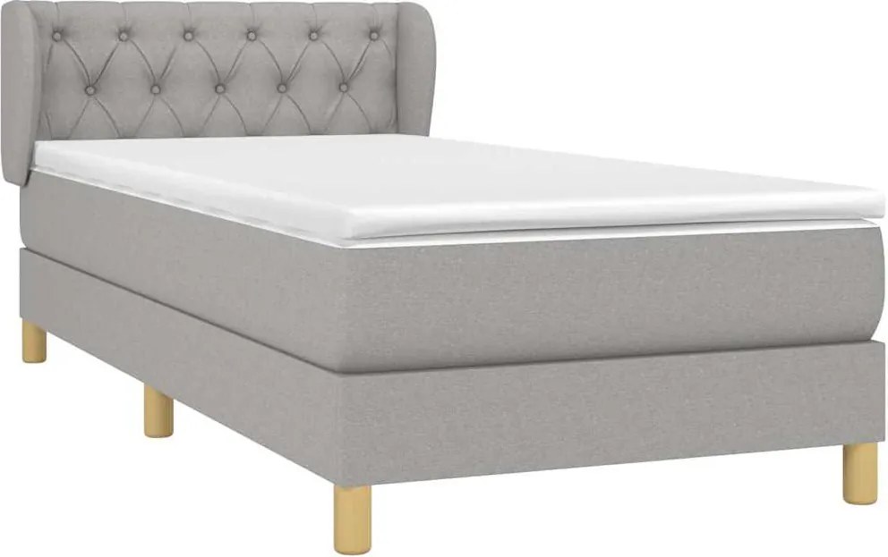 Box spring postel s matrací světle šedá 80 x 200 cm textil 3126997