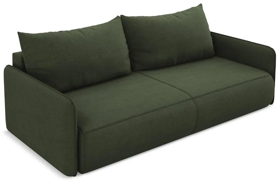 Zelená rozkládací/s úložným prostorem pohovka 216 cm Nanea – Makamii
