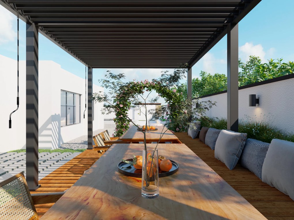 Outdoor Creations Hliníková pergola s lamelami HORIZON PRIME 400x600cm 6 stojek Barva: Bílá RAL 9016