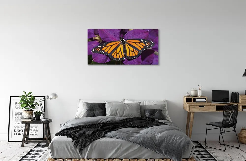 Obrazy na plátně Barevný motýl květiny 125x50 cm