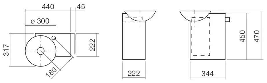 Alape WP.Insert1 - umývátko se skříňkou 440x317mm, levé, bílá 5241000000