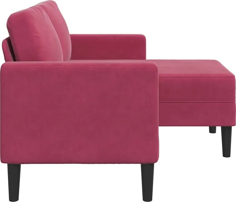 vidaXL Dvoumístná pohovka s lehátkem ve tvaru L 125 cm samet [4107072] Barva: vínová červená