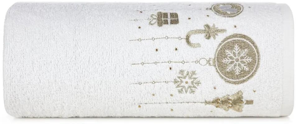 Bavlněný vánoční ručník bílý s vánočními ozdobami Šířka: 70 cm | Délka: 140 cm