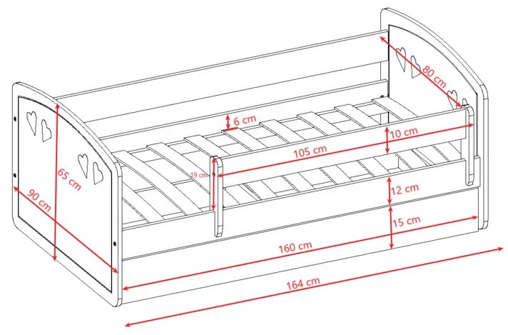Ourbaby Julie postel + úložný prostor 160x80 cm bílá