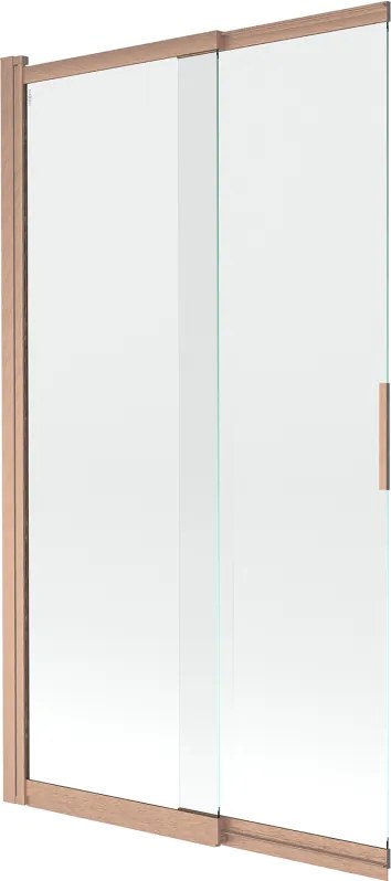 Mexen, Mexen Fox parawan nawannowy 2-skrzydłowy przesuwny 100 x 150 cm, transparent, miedź szczotkowana - 891-100-002-65-00