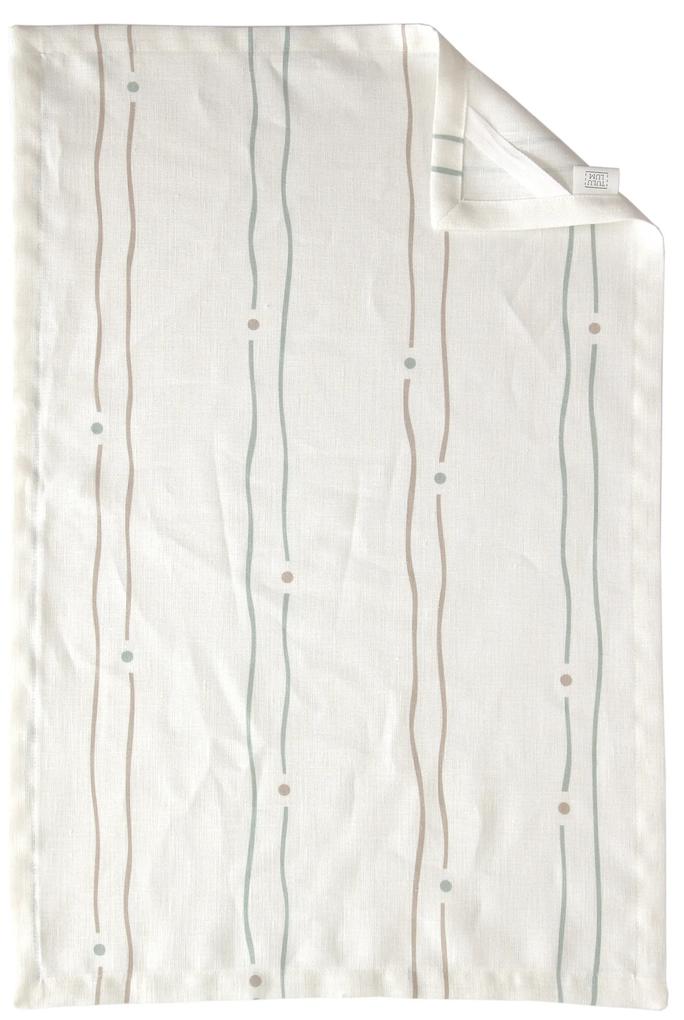 TULULUM Lněná utěrka bílá, s autorským potiskem STRIPES, 44 x 66 cm