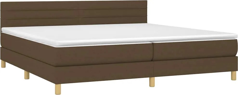 Box spring postel s matrací a LED tmavě hnědá 200x200 cm textil 3133824