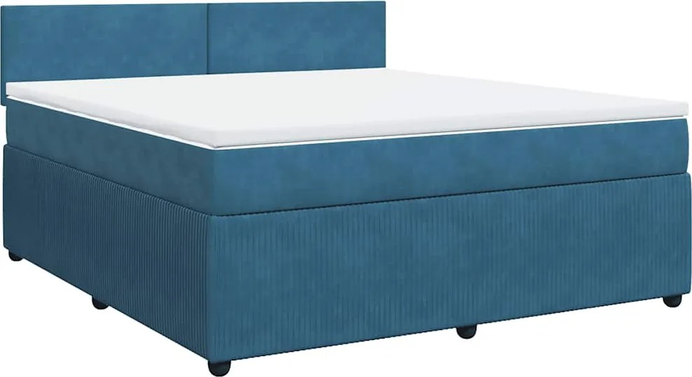 Box spring postel s matrací modrá 180 x 200 cm samet 3287804