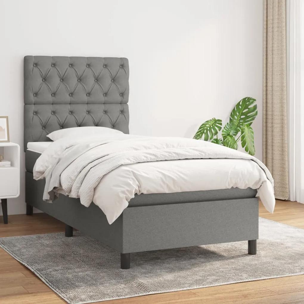 Box spring postel s matrací tmavě šedá 80 x 200 cm textil - Default Title