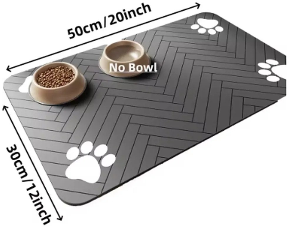 Voděodolná protiskluzová podložka pod misky pro domácí mazlíčky Barva: Černá, Velikost: 30x50 cm