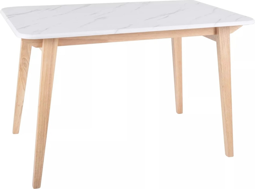 Jídelní stůl Marcus 120 cm z masivu bílý mramor/dub přírodní