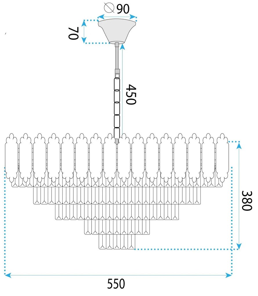 Toolight Toolight, křišťálové závěsné svítidlo 60cm, 8xE14, G049-CP, zlatá, OSW-08943