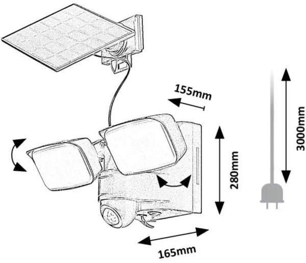 Rabalux 77091 - LED Solární nástěnné svítidlo LESZNO 2xLED/5W/3,7V IP54 černá