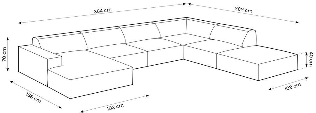 MUZZA Rohová pohovka judy do tvaru U pravá světle šedá