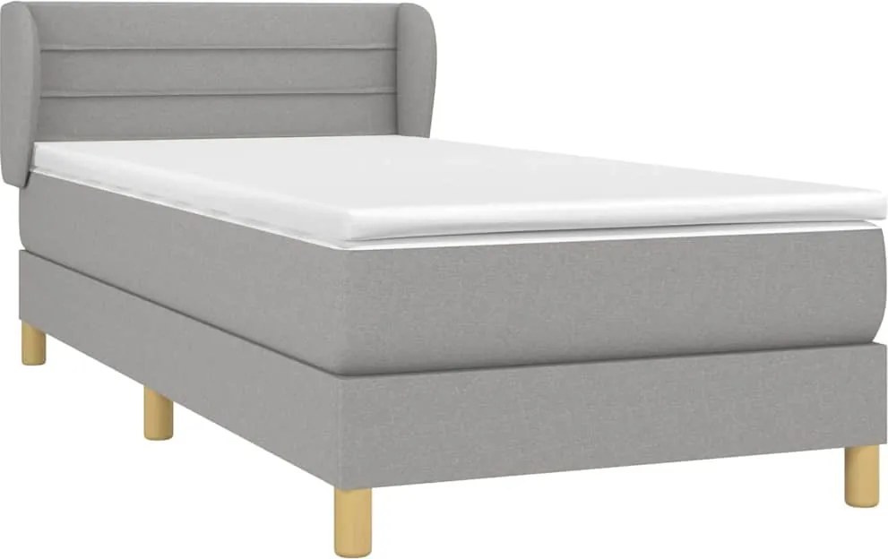 Box spring postel s matrací světle šedý 100 x 200 cm textil 3126861