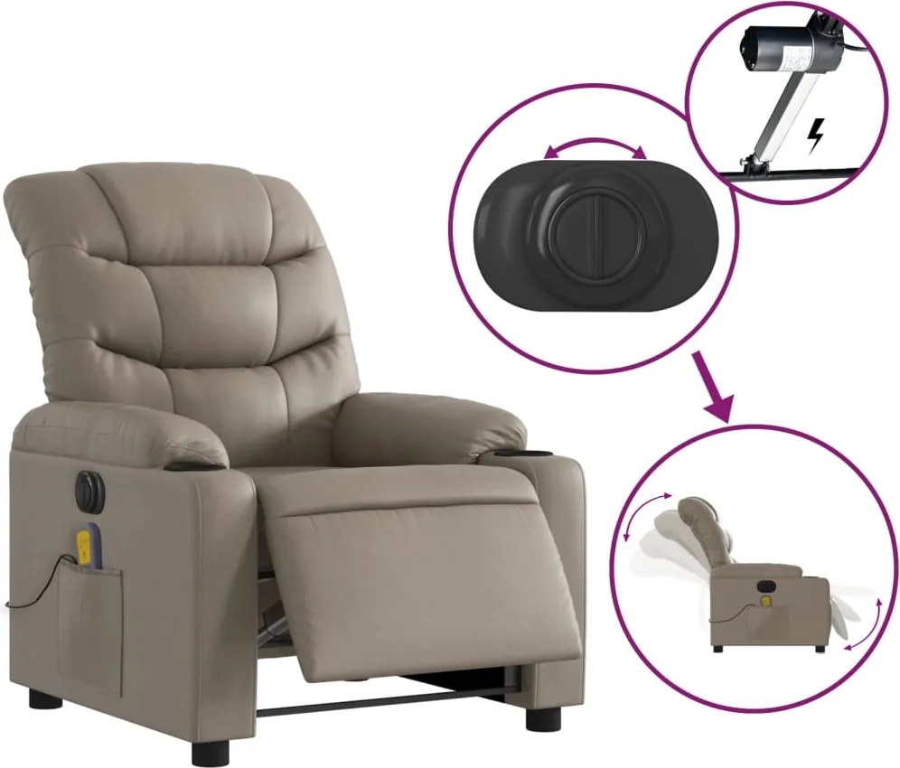 Elektrické masážní polohovací křeslo cappuccino umělá kůže 3206598