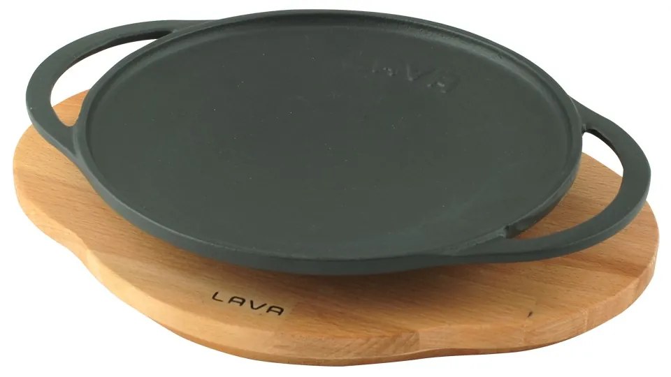 Litinová pánev "wok"  20cm s dřevěným podstavcem LVECOSK20T7K4
