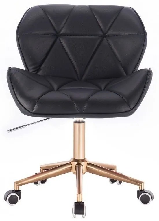LuxuryForm DESIGN Otočná židle MILANO na zlaté podstavě s kolečky - černá