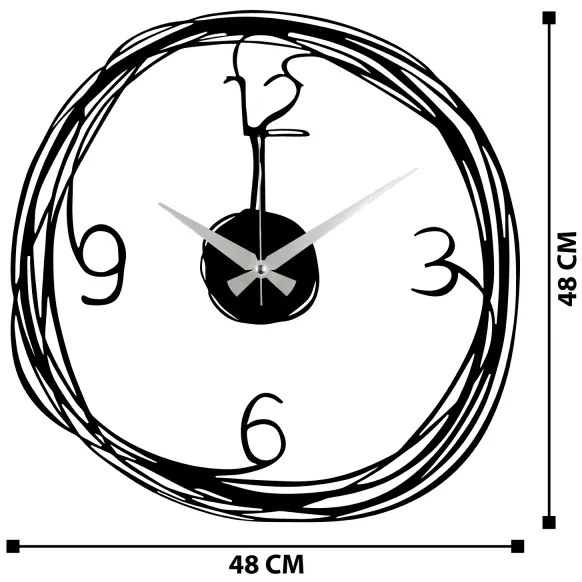 Nástěnné hodiny 48 cm 1xAA černá